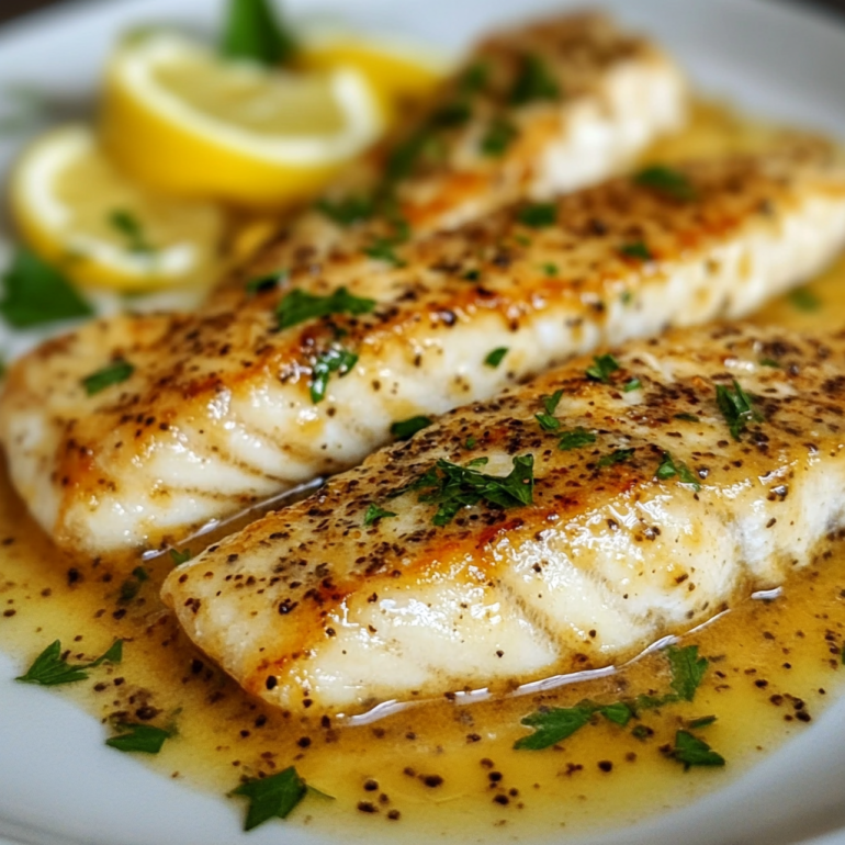 Filete de pescado con salsa de mostaza y limón, ¡delicioso!