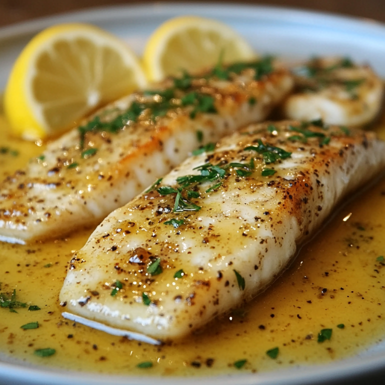 Filete de pescado con salsa de mostaza y limón, ¡delicioso!