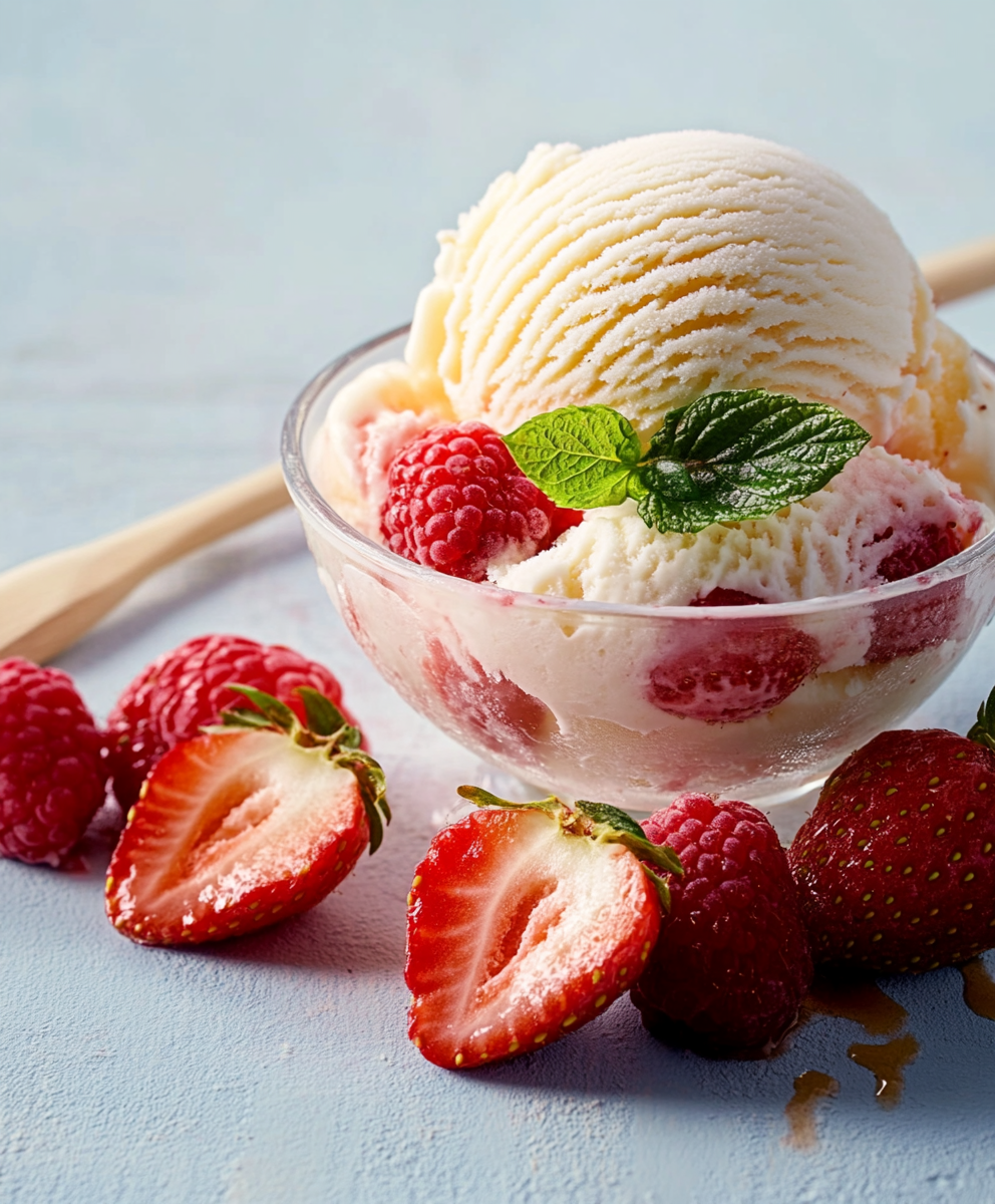 HELADO DE VAINILLA CON FRAMBUESA Y FRESA: ¡Un deleite irresistible ...
