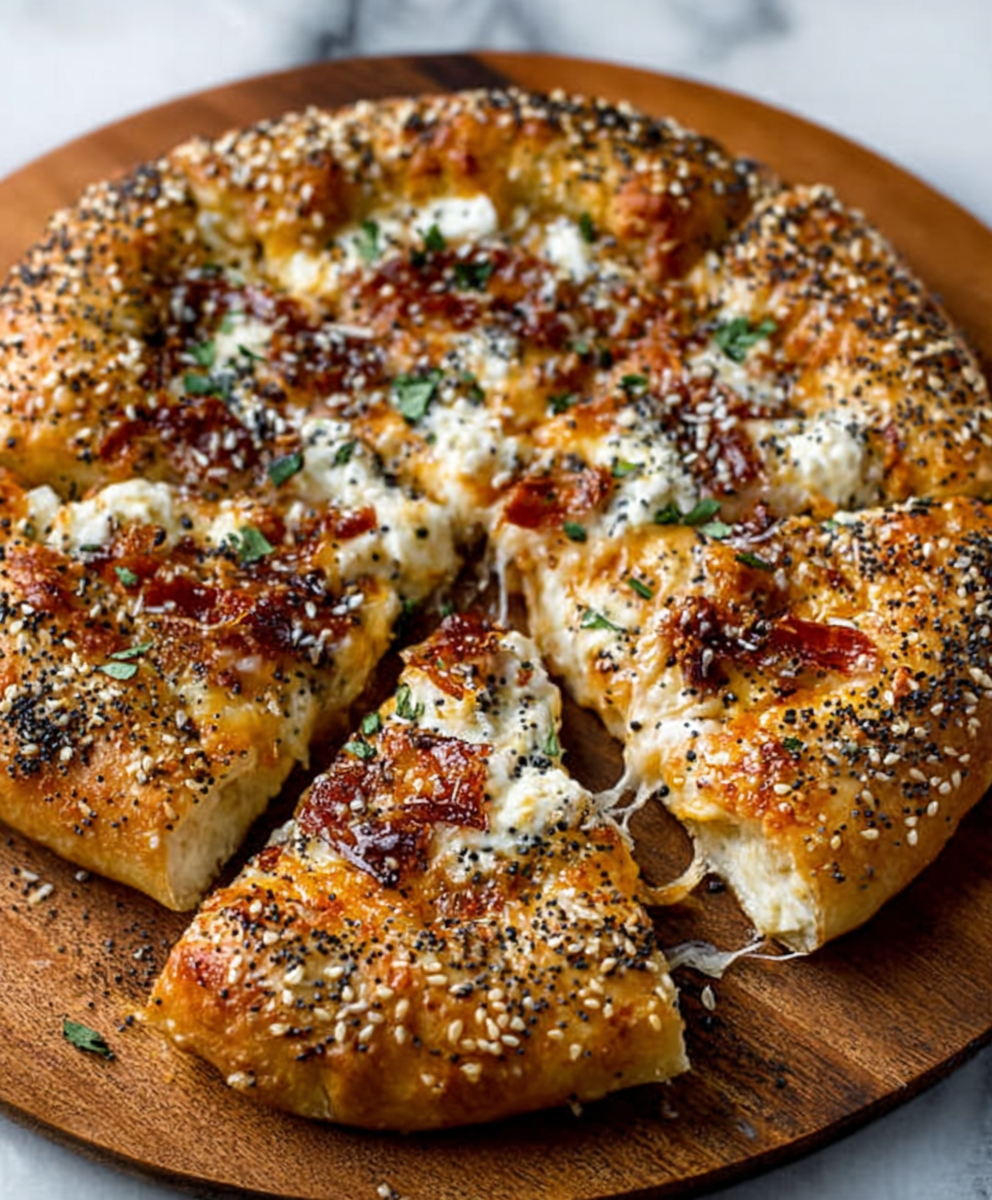 Pizza de bagel con semillas de todo: ¡deliciosa y fácil! - recetasdeluisa