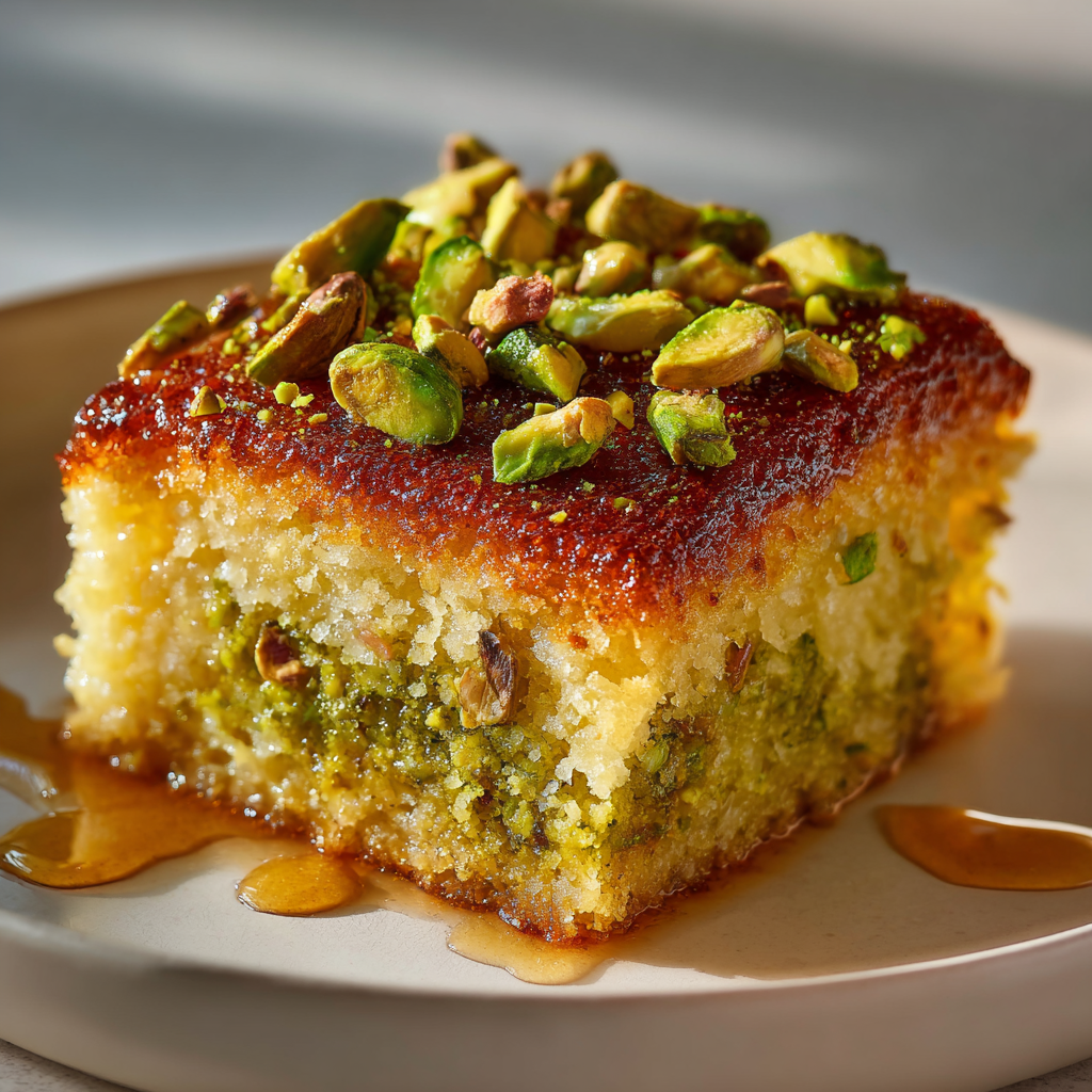 Basbousa con Relleno de Pistacho: ¡Disfruta un postre irresistible ...